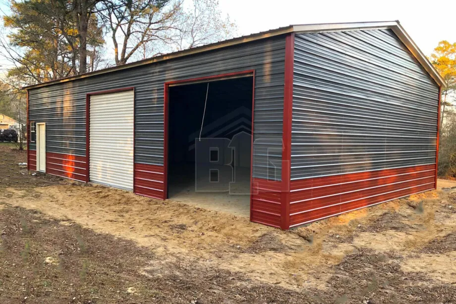 The Milan Metal 2 Car Garage 22x35x11 - Big Buildings Direct